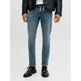Jack & Jones Slim-fit-Jeans JACK & JONES "JJIGLENN JJEVAN JJ 677 NOOS", Herren, Gr. 30, L&auml;nge 32, blau denim, Denim/Jeans, Obermaterial: 79% Baumwolle, 20% Lyocell, 1% Elasthan, Abriebeffekte, slim fit kn&ouml;chellang, Jeans Slim-fit-Jeans