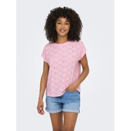 Kurzarmshirt Only "ONLSMILLA LIFE S/S TOP JRS NOOS", Damen, Gr. XS (34), rosa (roseate spoonbill), Jersey, Obermaterial: 95% Polyester, 5% Elasthan, unifarben, regular fit normal, Rundhals, Shirts Kurzarmshirt, regular fit, modisch, Single Jersey, Materialmix, Rundhals