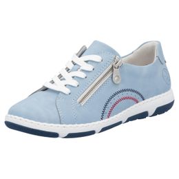 Sneaker Rieker, Damen, Gr. 36, blau (hellblau), Lederimitat, Schuhe Sneaker, Halbschuh, Schn&uuml;rschuh, Freizeitschuh mit sportiver Laufsohle, Topseller