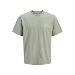 Jack & Jones T-Shirt JACK & JONES "JORNANTUCKET SCRIPT CHEST TEE CN", Herren, Gr. L, seagrass, Jersey, Obermaterial: 100% Baumwolle, bedruckt, relaxed fit normal, Rundhals, Shirts T-Shirt