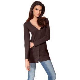 Strickjacke Heine, Damen, Gr. 40, braun (schokobraun), 100% Baumwolle, unifarben, Strickjacken Strickjacke