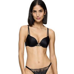 Push-up-BH Triumph "Crazy Stupid Love", Damen, Gr. 85, Cup D, schwarz, Mesh, Obermaterial: 100% Polyamid, BHs Push-up-BH, Spitze, Stretch-Satin an den Cups, federleichte Cups, Mesh