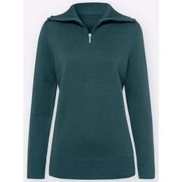 Troyer Classic Basics "Pullover", Damen, Gr. 40, gr&uuml;n (tanne), 100% Baumwolle, unifarben, Pullover Troyer
