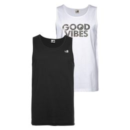 Tanktop OCEAN SPORTSWEAR, Herren, Gr. S (44/46), schwarz-wei&szlig; (schwarz, wei&szlig;), Single Jersey, Obermaterial: 100% Baumwolle, bedruckt, unifarben, Basic, Rundhals, Tops Tanktop, in Baumwoll -Qualit&auml;t