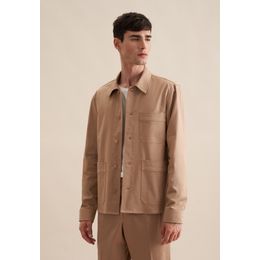 Hemdjacke Seidensticker "Seidensticker", Herren, Gr. XXL, beige, 97% Baumwolle, 3% Elasthan, unifarben, Jacken Hemdjacke