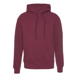 Kapuzensweatshirt Fruit of the Loom, Herren, Gr. XXXL (60/62), rot (burgund), angeraute Sweatware, Obermaterial: 80% Baumwolle, 20% Polyester, unifarben, normal h&uuml;ftbedeckend, Rundhals, Rippb&uuml;ndchen, Sweatshirts Kapuzensweatshirt, mit K&auml;ngurutasche