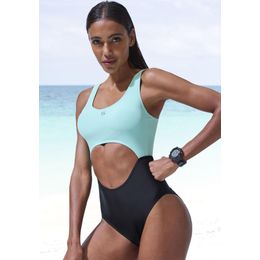 active by Lascana Badeanzug LASCANA ACTIVE, Damen, Gr. 42, N-Gr, schwarz (schwarz, mint), Recycling-Polyamid, Xtra Life LYCRA, Colorblocking, Badeanz&uuml;ge Badeanzug, mit modischem Cut-Out