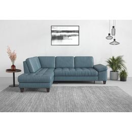 Sit & More Ecksofa SIT & MORE "Westham L-Form", bunt (graublau), B:261cm H:88cm T:179cm, 100% Polyester, Sofas, Ecksofa, mit Ottomane, mit oder ohne Bettfunktion, Bettkasten, Verstellung