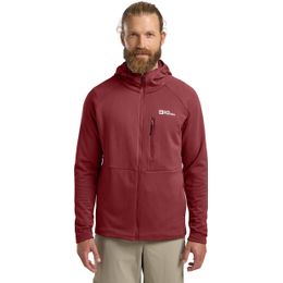 Fleecejacke Jack Wolfskin "KOLBENBERG HOODED FZ M", Herren, Gr. XL, rot (deep ruby), Obermaterial: 92% Polyester, 8% Elasthan, Jacken Fleecejacke, Atmungsaktiv, leicht, &Uuml;bergangsjacke