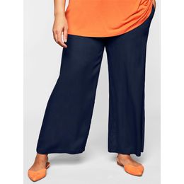 Schlupfhose sheego, Damen, Gr. 48, Normalgr&ouml;&szlig;en, blau (marine), 100% Viskose, unifarben, Hosen Schlupfhose