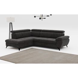 Ecksofa COTTA "Hudson L-Form, B: 256 cm", braun (mud), B:256cm T:207cm, Sofas, Ecksofa, mit Kopfteilverstellung, optional Bettfunktion & Bettkasten