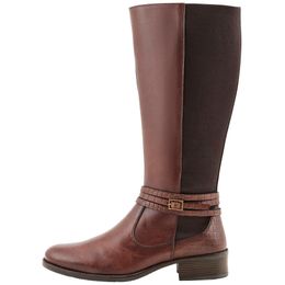 Weitschaftstiefel sheego, Damen, Gr. 41, XL-Schaft, braun (dunkelbraun), Glattleder, Leder, Schuhe Weitschaftstiefel