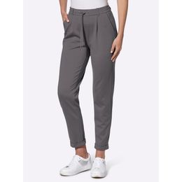 Jogger Pants Inspirationen, Damen, Gr. 48, Normalgr&ouml;&szlig;en, grau (anthrazit), 58% Viskose, 36% Polyamid, 6% Elasthan, unifarben, lang, Hosen Jogger Pants