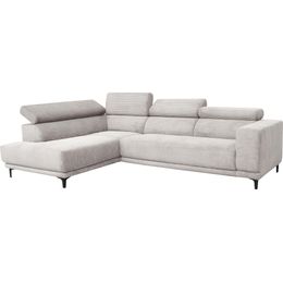 Ecksofa Alina "Hikari", grau (hellgrau gct 9), B:302cm H:102cm T:210cm, Cord GCT (92% Polyester, 8% Nylon), Sofas, Ecksofa, wahlweise mit Sitzvorzug, in modernem Cordstoff, Breite 302 cm