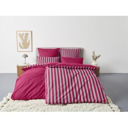 Wendebettw&auml;sche OTTO HOME "Greta", lila (beere), B/L: 135cm x 200cm, 1 Stk., 1 Stk., Renforc&eacute;, B/L: 80cm x 80cm, 2, Renforc&eacute;, Obermaterial: 100% Baumwolle, Bettw&auml;sche, Wendebettw&auml;sche, Bettw&auml;sche mit Streifen in verschiedenen Qualit&auml;ten, ab 135x200 cm