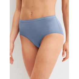 High-Waist-Slip Calida "Natural Comfort", Damen, Gr. L (48/50), aura blau, Single Jersey, Obermaterial: 92% Baumwolle, 8% Elasthan, normal, Unterhosen High-Waist-Slip, elastische, Single Jersey Qualit&auml;t, Cotton-Mix, weich, pillingarm