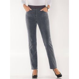 Schlupfjeans Inspirationen, Damen, Gr. 23, Kurzgr&ouml;&szlig;en, blau (grau, denim, bedruckt), 78% Baumwolle, 20% Polyester, 2% Elasthan, unifarben, lang, Jeans Schlupfjeans