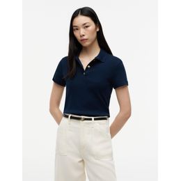 Poloshirt Tommy Hilfiger "GOLD BUTTON SLIM SS POLO", Damen, Gr. S (36/38), schwarz night navy, Single Jersey, Obermaterial: 100% Baumwolle, unifarben, slim fit, Shirts Poloshirt