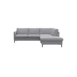 Ecksofa FLEXLUX "Fiore, L-Form", grau (sophisto gre), B:234cm H:85cm T:225cm, 100% Polyester, Sofas, Ecksofa, schmale Armlehnen, F&uuml;&szlig;e Alu/schwarz, B/T 234/225cm, Kaltschaum im Sitz