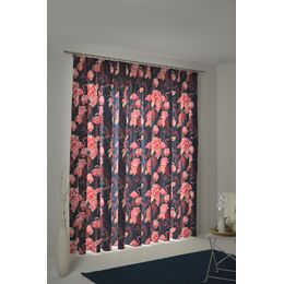 Vorhang Adam "Eden" Gr. 2, bunt (pink, dunkelblau), B:145cm H:175cm, Jacquard, Baumwolle (Bio-Baumwolle), Gardinen, Vorhang, aus 100% Bio-Baumwolle