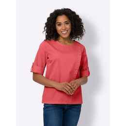 Jeansbluse Classic Basics, Damen, Gr. 46, grapefruit, 100% Baumwolle, unifarben, Rundhals, Blusen Jeansbluse
