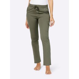 Relaxhose feel good, Damen, Gr. 40/42, Normalgr&ouml;&szlig;en, gr&uuml;n (khaki), 70% Baumwolle, 25% Polyester, 5% Elasthan, unifarben, Hosen Relaxhose