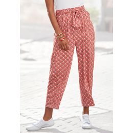 Culotte Vivance, Damen, Gr. 40, N-Gr, rot (beige, rot bedruckt), Jersey, Obermaterial: 95% Viskose, 5% Elasthan, bedruckt, figurumspielend 7/8-L&auml;nge, Hosen Culotte, mit Retroprint, leichte Jerseyhose, Sommerhose