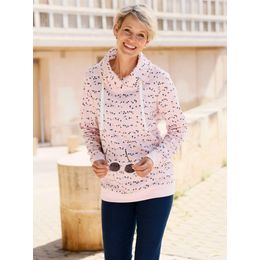 Sweatshirt Classic Basics, Damen, Gr. 50, rosa (rosenquarz, marine, bedruckt), 100% Baumwolle, gemustert, mehrfarbig, meliert, Sweatshirts Sweatshirt