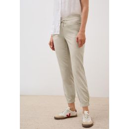 Stoffhose Cecil "Style CHELSEA", Damen, Gr. S (38), L&auml;nge 28, beige (boulder beige), Web, Obermaterial: 54% Polyester, 43% Viskose, 3% Elasthan. Futter: 100% Polyester, unifarben, loose fit lang, Hosen Stoffhose, Sommerhose mit elastischem Bund mit Tunnelzug