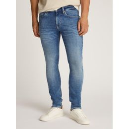 Stretch-Jeans Calvin Klein Jeans "SKINNY", Herren, Gr. 32, L&auml;nge 34, blau (light denim), Denim/Jeans, Obermaterial: 94% Baumwolle, 4% Elastomultiester, 2% Elasthan, unifarben, skinny fit lang, Jeans Stretch-Jeans, Coinpocket, Logostickerei