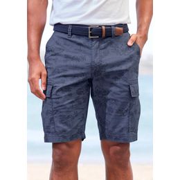 Cargoshorts John Devin, Herren, Gr. 38, N-Gr, blau (blau bedruckt), Web, Obermaterial: 97% Baumwolle, 3% Elasthan, bedruckt, regular fit kurz, Hosen Cargoshorts, Shorts aus elastischer Baumwolle, modisch bedruckt, Topseller