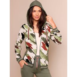 Langjacke CREATION L PREMIUM, Damen, Gr. 40/42, bunt (champagner, khaki, bedruckt), 60% Modal, 34% Viskose, 6% Elasthan, bedruckt, gemustert, mehrfarbig, Jacken Langjacke