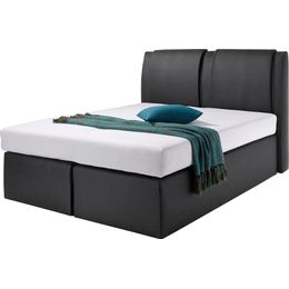Boxspringbett, schwarz, Liegefl&auml;che B/L: 160cm x 200cm, H2, 7-Zonen-Kaltschaummatratze, Bonnell- Federkernmatratze: Bezug obere Matratze: 80% Baumwolle, 20% Polyester;7-Zonen-Kaltschaummatratze: Bezug obere Matratze: 80% Baumwolle, 20% Polyester;5-Zonen-Tonnen-Taschenfederkernmatratze: Bezug obere Matratze: 100% Polyester., Westfalia Schlafkomfort, Komplettbetten, Boxspringbett