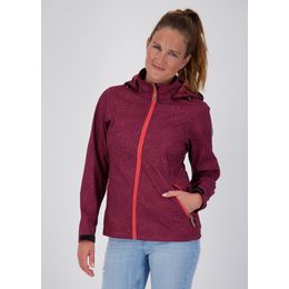 Softshelljacke LPO "SHELBY PEAK II", Damen, Gr. 36 (S), rot (weinrot), 96% Polyester; 4% Elasthan, tailliert, gerader Abschluss mit Klettverschl&uuml;ssen, Jacken Softshelljacke, leichte Softshelljacke mit All-Over-Print und abnehmbarer Kapuze