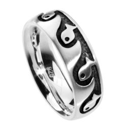 Fingerring OSTSEE-SCHMUCK "- Fisch - Silber 925/000 -" Gr. 68, silber (silber 925, silberfarben, wei&szlig;), Fingerringe, Damen, 68, Fingerring