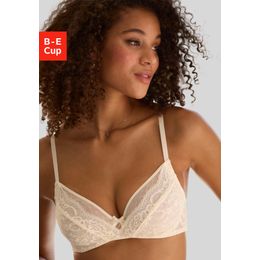 B&uuml;gel-BH s.Oliver "Livie", Damen, Gr. 90, Cup C, beige (creme), Spitze, Obermaterial: 85% Polyamid, 15% Elasthan, BHs B&uuml;gel-BH, aus zarter Jacquardspitze und feinem Mesh, sexy Dessous