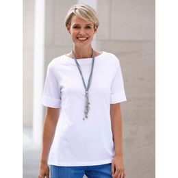 Kurzarmshirt Classic Basics "Shirt", Damen, Gr. 52, wei&szlig;, 100% Baumwolle, unifarben, U-Boot-Ausschnitt, Shirts Kurzarmshirt