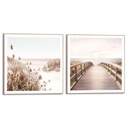 Poster Reinders "Strand", beige (farbe bild(er): beige), B:50cm H:50cm T:1,6cm, Bilder, Poster, Wohnzimmer - Gras - Meer - Sommer - Beige - MDF - Strand - 50x50 cm
