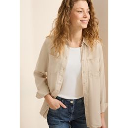 Langarmbluse Cecil, Damen, Gr. XXL (46), lila (pearl beige), Web, Obermaterial: 100% Lyocell, unifarben, regular fit taillenbedeckt, Manschette, Blusen Langarmbluse, mit Brusttaschen