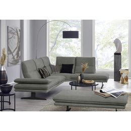 Ecksofa W.Schillig "broadway, Designsofa, toller Sitzkomfort, zeitlos, elegant, L-Form", grau (grau s37), B:284cm H:94cm T:224cm, Stoff S37 (100% Polyester): Luxus-Microfaser in Lederoptik, Sofas, Ecksofa, Sitztiefenverstellung, Kopfteil- & Seitenteilverstellung, Breite 284cm