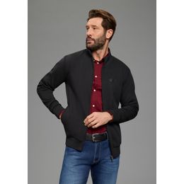 MAN'S WORLD Sweatjacke MAN'S WORLD, Herren, Gr. 4XL (68/70), schwarz, angeraute Sweatware, Obermaterial: 60% Baumwolle, 40% Polyester, unifarben, Basic, regular fit, hoch geschlossener Ausschnitt, Sweatjacken Sweatjacke, Stehkragen und dezentem Logodruck, Topseller