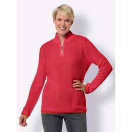 Strickpullover Classic Basics "Langarm-Pullover", Damen, Gr. 50, pink, 100% Polyacryl, gemustert, mehrfarbig, Pullover Strickpullover