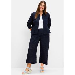 Blusenblazer sheego "Blazer", Damen, Gr. 50, blau (tiefblau), 100% Baumwolle, Blazer Blusenblazer