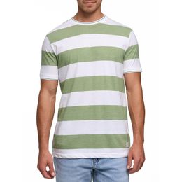 T-Shirt INDICODE "INAringa", Herren, Gr. L, willow, Single Jersey, Obermaterial: 100% Baumwolle, gestreift, regular fit, Rundhals, Shirts T-Shirt