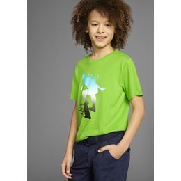 T-Shirt Kidsworld "Skating - Druck", Jungen, Gr. 164/170, gr&uuml;n, Jersey, Obermaterial: 100% Baumwolle, bedruckt, Basic, Rundhals, Shirts T-Shirt, Kurzarm, Basic-Passform, bedruckt, Rundhalsausschnitt, Topseller