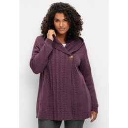 Cardigan sheego by Joe Browns, Damen, Gr. 52/54, lila (brombeer), 80% Polyacryl, 20% Polyester, unifarben, Strickjacken Cardigan