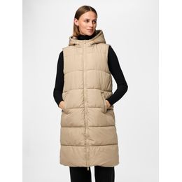 Steppweste Pieces "PCBEE NEW LONG PUFFER VEST NOOS BC", Damen, Gr. XS, silber (silber mink), Steppware, Obermaterial: 100% Polyester, unifarben, knielang, Westen Steppweste