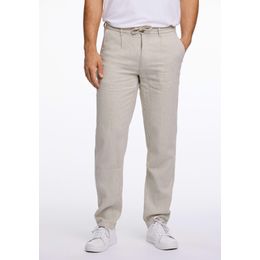 Leinenhose LINDBERGH, Herren, Gr. M, N-Gr, lt stone, Stoff, Obermaterial: 55% Baumwolle, 45% Leinen, unifarben, relaxed fit normal, Hosen Leinenhose, mit Kordelzug und elastischem Bund