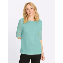 Kurzarmpullover Classic Basics "Kurzarm-Pullover", Damen, Gr. 42, mint, 100% Polyacryl, unifarben, Pullover Kurzarmpullover