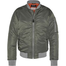 Bomberjacke Schott NYC "AIRFORCERS MA-1", Damen, Gr. S, gr&uuml;n (sage khaki), Softshell, Obermaterial: 100% Nylon, unifarben mit Farbeins&auml;tzen, Basic, gerade, unten schmal h&uuml;ftlang, eingesetzt angesetztes B&uuml;ndchen mit innenliegendem Gummizug, Jacken Bomberjacke, Ikonischer Fliegerjacke aus recyceltem Nylon, Men & Unisex m&ouml;glich